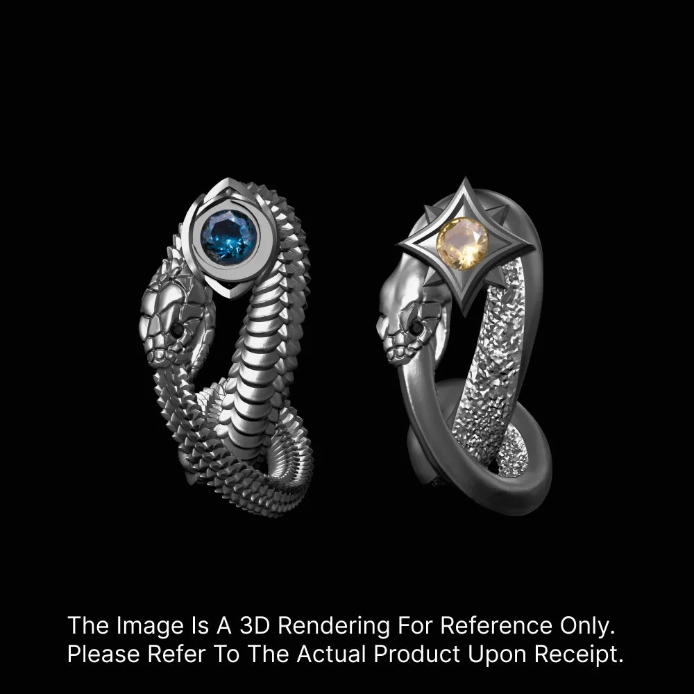Mismatched Ouroboros Studs with Gemstone Eyes - Symbolic Duality Jewelry – COPPERTIST.WU