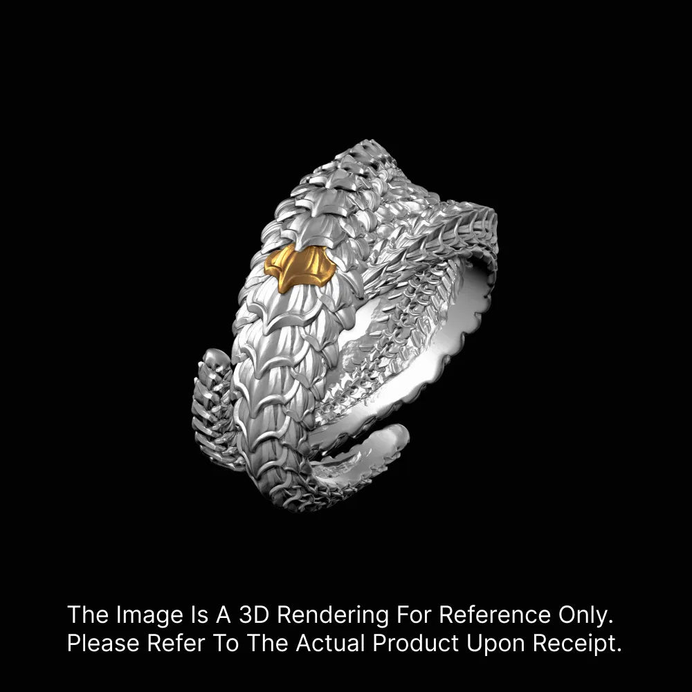 Silver & 18K GP Gothic Dragon Scale Ring for Men – Handcrafted Jewelry ...