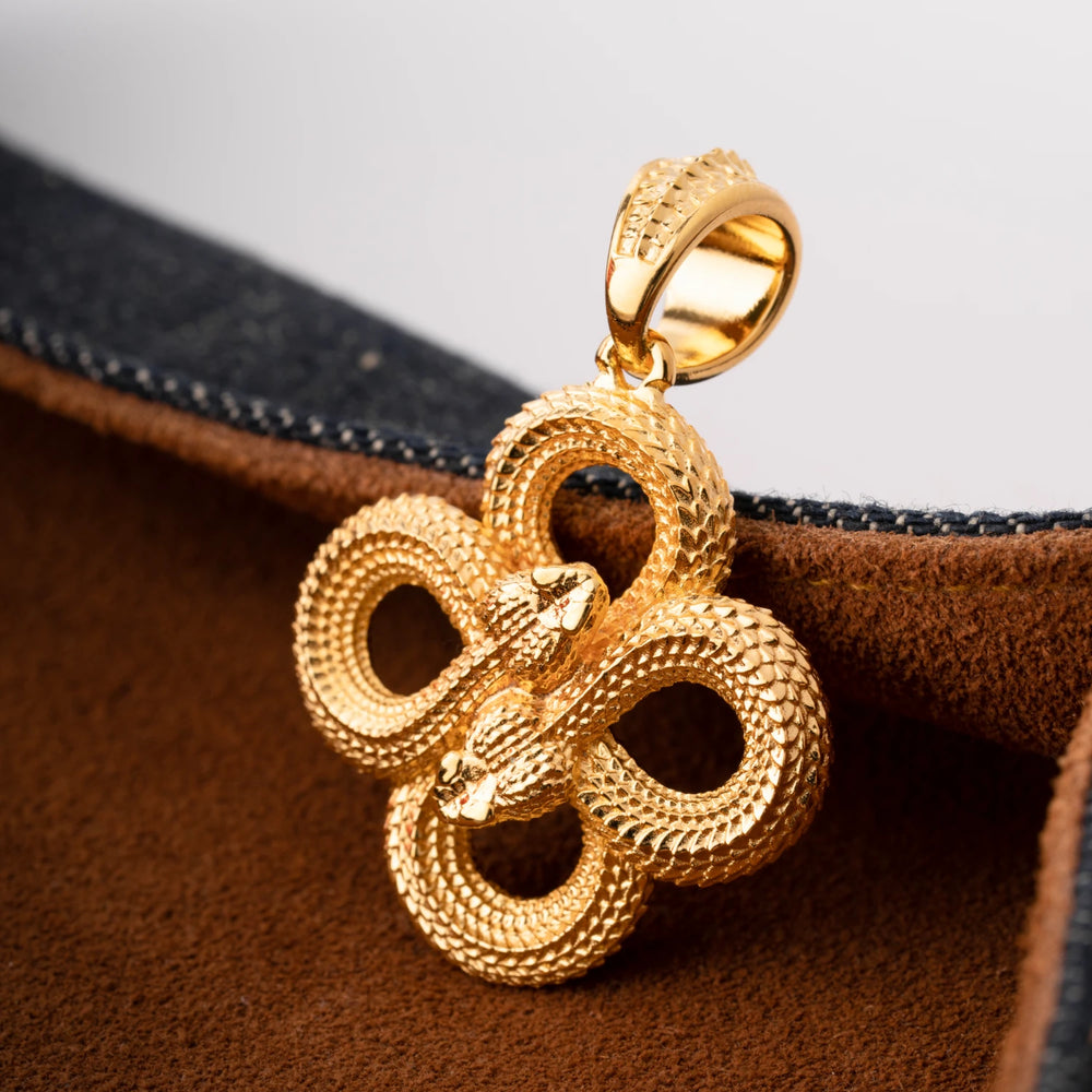 24K Gold Double Snake Pendant | Snake Pendant – COPPERTIST.WU