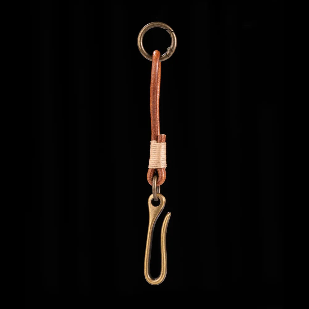 U-Lock Leather Keychain with Brass Hook – Handmade – COPPERTIST.WU