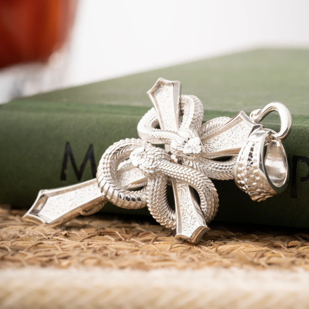 Stunning Double Snake Cross Pendant Necklace | S925 – COPPERTIST.WU