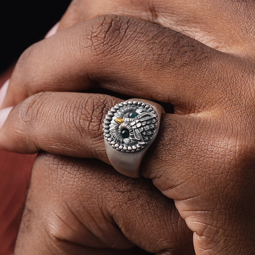 Elegant and Luxurious Signet Pinky Ring | Owl Ring – COPPERTIST.WU