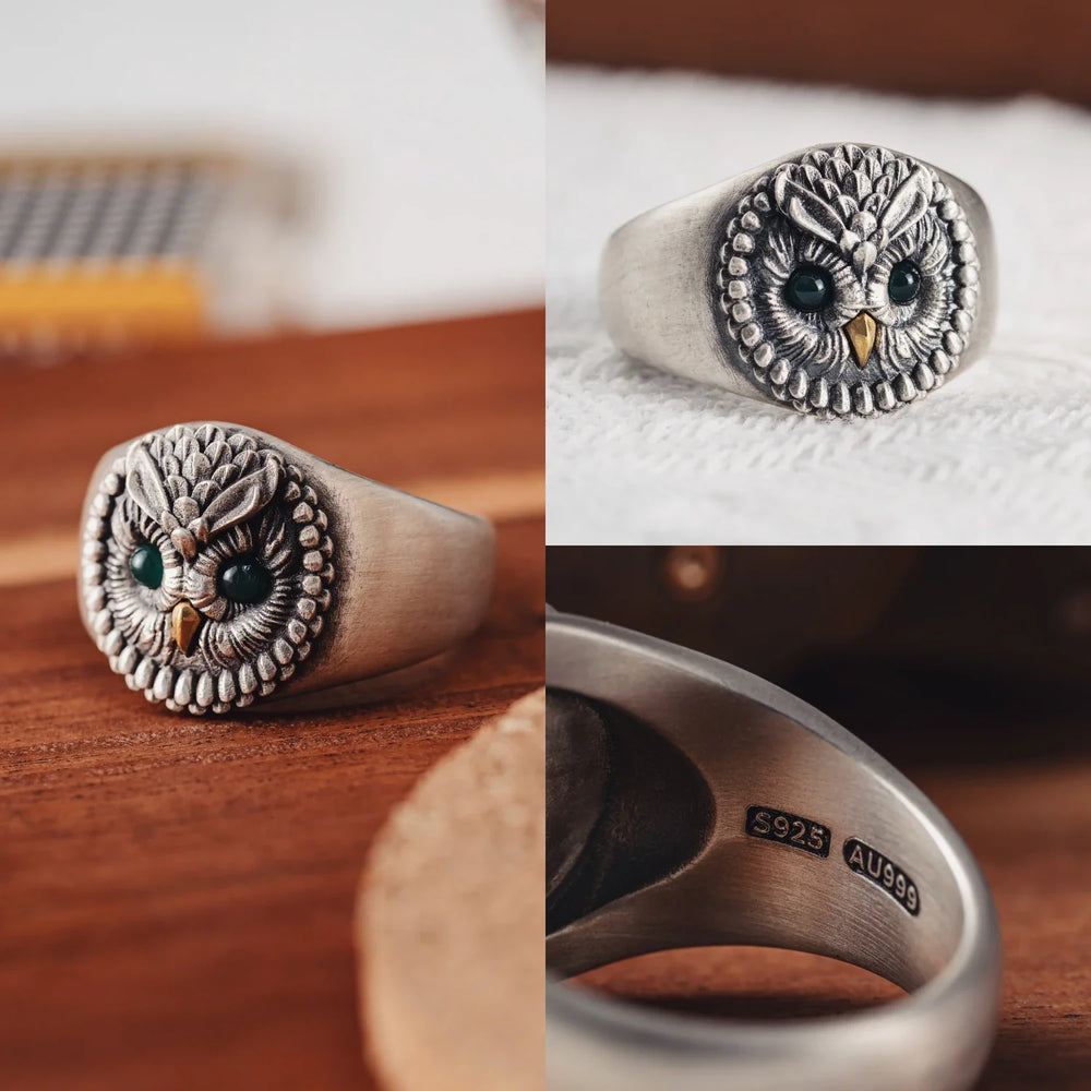 Elegant and Luxurious Signet Pinky Ring | Owl Ring – COPPERTIST.WU